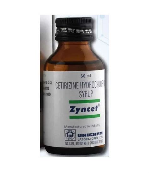 Zyncet 60ml Cetirizine Syrup 60ml At ₹ 50bottle Cetirizine Syrups