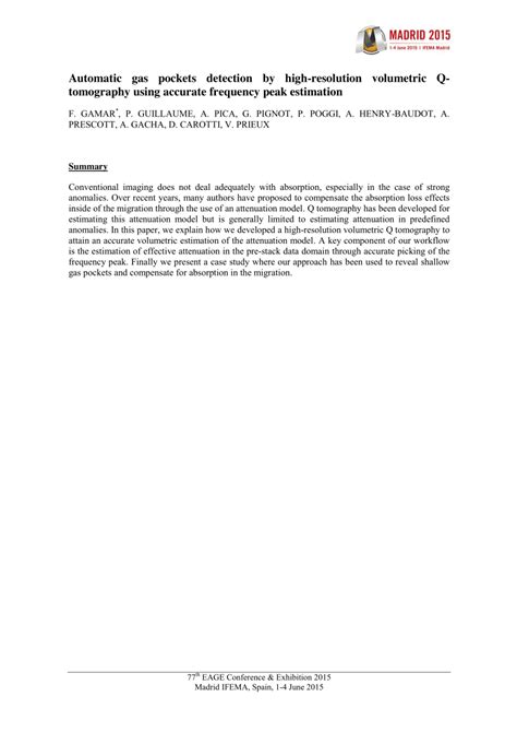 Pdf High Resolution Volumetric Q Tomography Using Accurate Frequency Peak Estimation