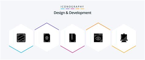 Design And Development 25 Glyph Icon Pack Including Development Coding