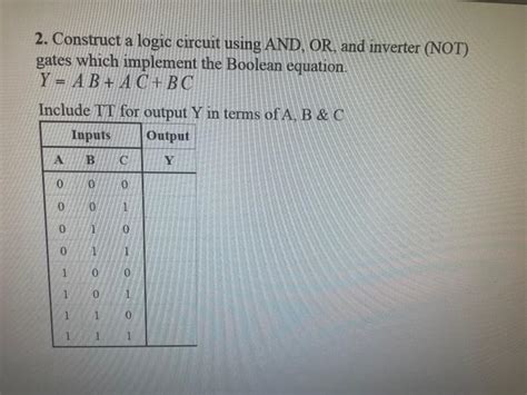 Solved Construct A Logic Circuit Using AND OR And Chegg