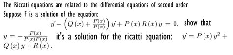 Solved The Riccati Equations Are Related To The Differential