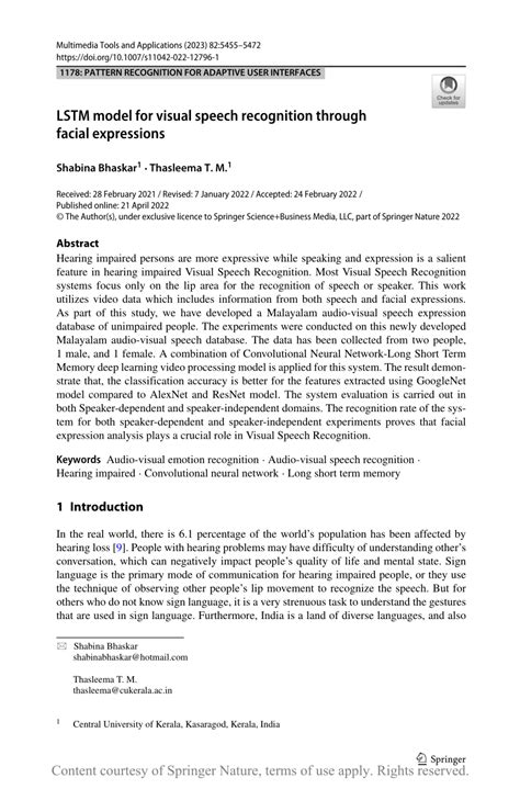 Lstm Model For Visual Speech Recognition Through Facial Expressions