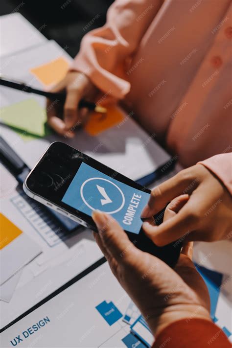 Premium Photo Young Asian Business Creative Team Work Together Mobile Application Software