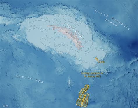 Esa A 68 Iceberg Positions On 30 January