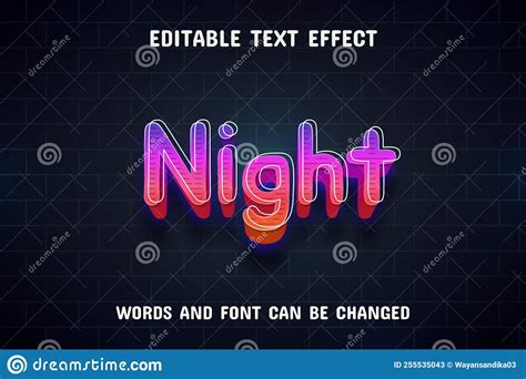 Editable Neon Light Text Effect Cartoon Vector