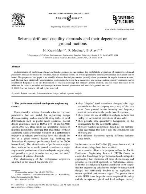 Pdf Seismic Drift And Ductility Demands And Their Dependence On