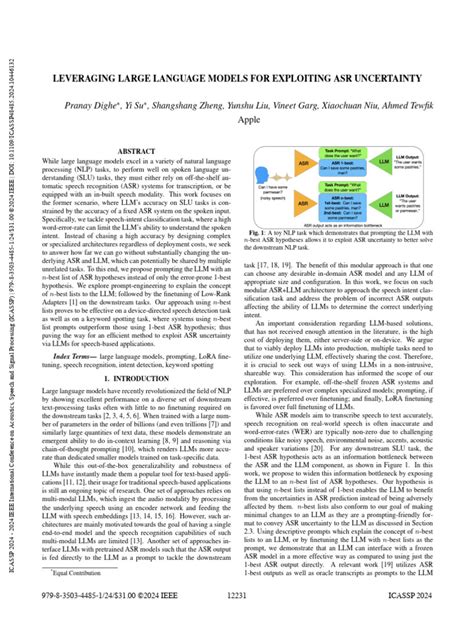 Leveraging Llm For Asr Uncertainty Pdf Speech Recognition