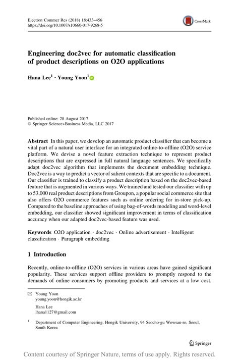 Engineering Doc2vec For Automatic Classification Of Product