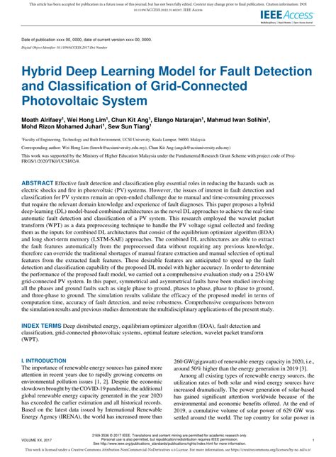 PDF Hybrid Deep Learning Model For Fault Detection And Classification Of Grid Connected