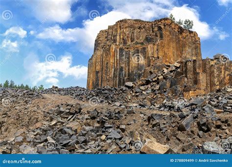 Basalt Quarry Columnar Basalt Quarry In Summer Volcanic Stones Stock Image Image Of County