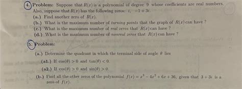 solved 4 problem suppose that r x is a polynomial of