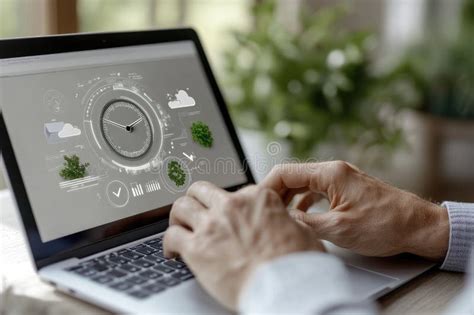 Data Mastery Laptop Centered Workspace Showcases Efficient File