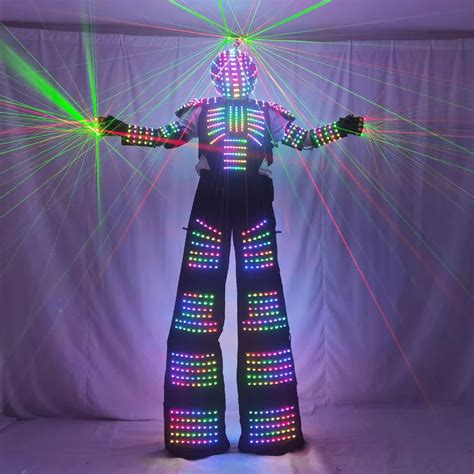 Full Color Pixel Led Robot Costume David Guetta Led Robot Suit Laser R