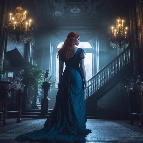 Red Haired Woman In A Blue Dress By Mrjsaiart On Deviantart