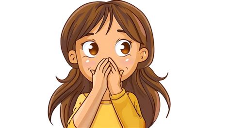 Embarrassed Girl Cartoon Cute Shy Girl Looking Embarrassed Stock