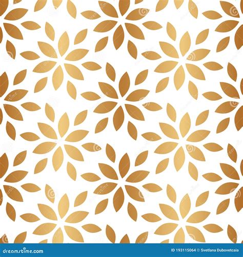 Gold Seamless Pattern Abstract Geometric Background With Floral Leaf Golden Leaves Plant