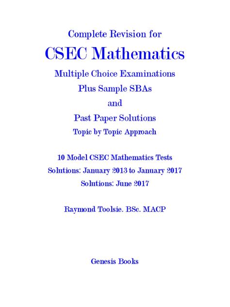 Csec Maths Multiple Choice Book Pdf Numbers Percentage