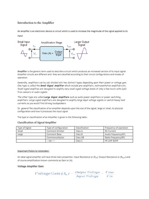 Introduction To The Amplifier Pdf Amplifier Decibel