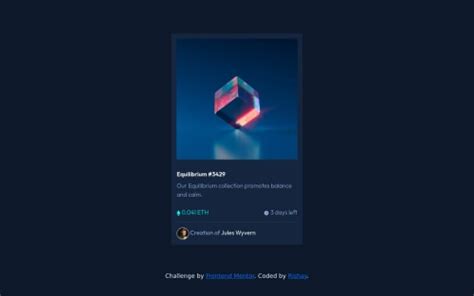 Frontend Mentor Nft Preview Card Using Bootstrap Coding Challenge