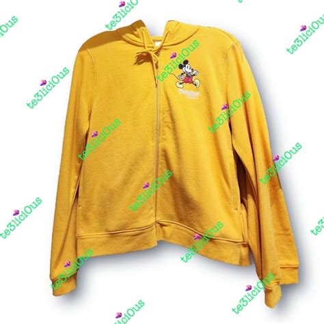 Disney Tops Disney Parks Yellow Mickey Mouse Zipped Up Hoodie