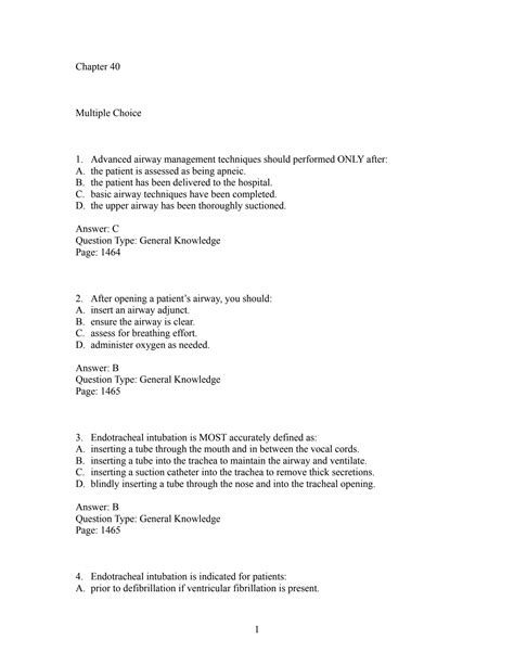 SOLUTION Emt Chapter 37 Airway Management Practice Test Studypool