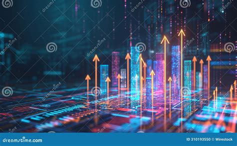 Futuristic Raise Arrow Chart Digital Transformation Abstract Technology Background Ai Generated