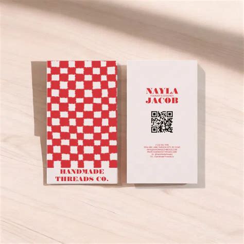 Red Pink Checkerboard Pattern Qr Code Handmade Business Card Zazzle Red Pink Checkerboard Pattern Qr Code Handmade Business Card Zazzle