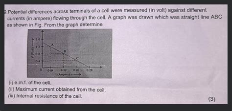 9potential Differences Across Terminals Of A Cell Were Measured In Volt