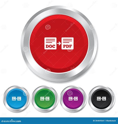 Export Doc To Pdf Icon File Document Symbol Stock Vector Illustration Of Seal Metallic 36469564