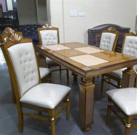 6 Seater Glass Top Wooden Dinning Table Set At Rs 36000 Set In