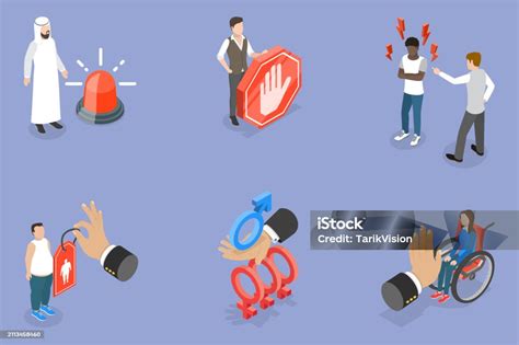 3d 아이소 메트릭 플랫 벡터 차별의 개념적 그림 괴롭힘에 대한 스톡 벡터 아트 및 기타 이미지 괴롭힘 편향 3차원 형태