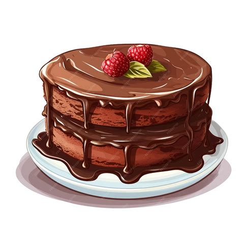 Premium Vector Flourless Chocolate Cake Vector Clipart White Background