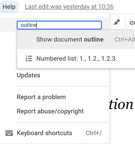 The Outline Option Has Disappeared For My Google Doc Under Tools Tab How To I Restore
