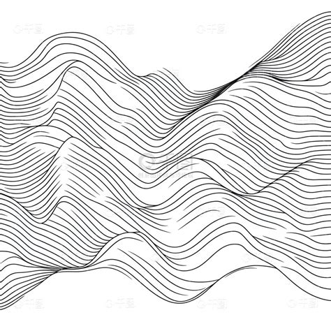 线条插画ai数字艺术 Line Pattern简约抽象黑白波浪线条插画 Ai平面元素免费下载png格式4096像素编号71451404 千图网