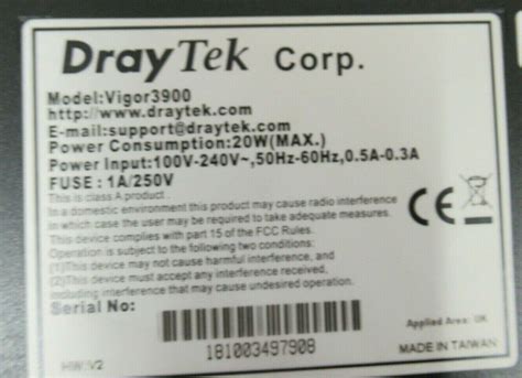 Draytek Vigor 3900 Multi Wan Security Appliance Firewall Router Rackmount Ears