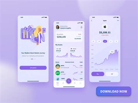Stock Trading App Glassmorphism Design Style Figma