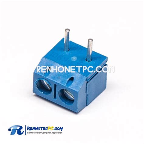PCB Mount Screw Terminal Block Angled Pin Through Hole Blue Renhotecpc Com