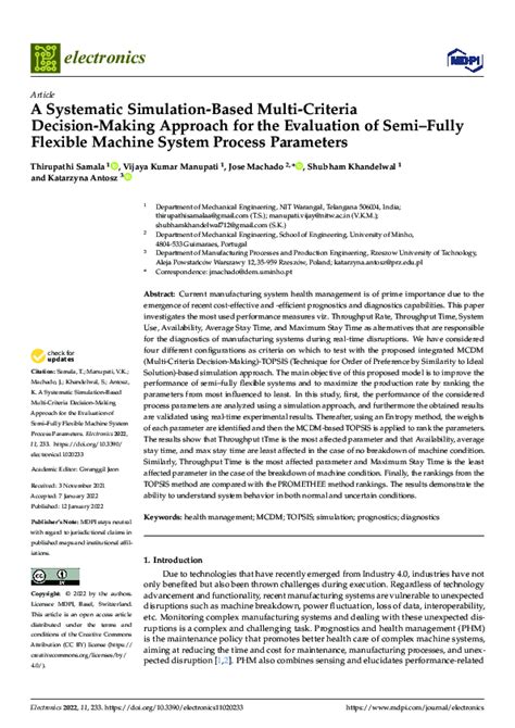 Pdf A Systematic Simulation Based Multi Criteria Decision Making Approach For The Evaluation