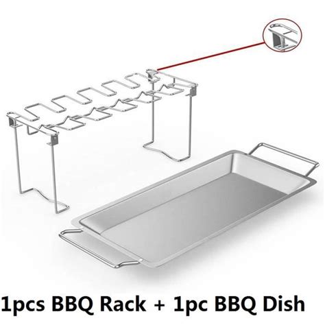 Barbecue Support de jambe d aile de poulet en acier inoxydable avec plateau d égouttage Barbecue