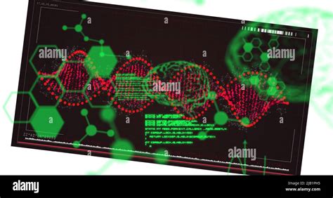 Image Of Scientific Data Processing Over Dna Strand Spinning Stock Photo Alamy