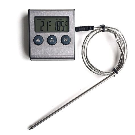 Digital Probe Oven And Meat Thermometer With Temperature Alarm Safe 304 Stainless Steel For Bbq