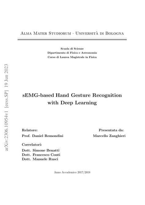 Pdf Semg Based Hand Gesture Recognition With Deep Learning
