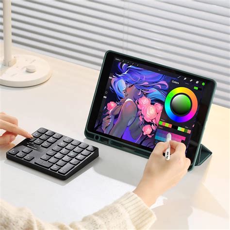 Surnqiee Bluetooth Keypad For Ipad Procreate Wireless Rechargeable Keyboard For Procreate And