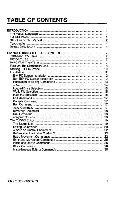 Turbo Pascal Version 30 Reference Manual Datassette