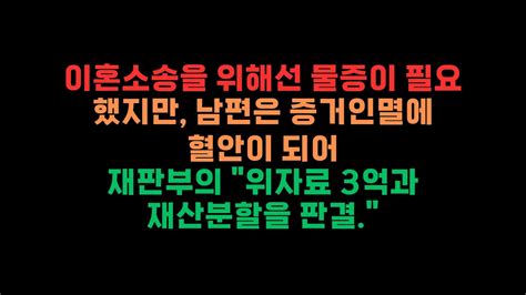 남편의 바람 증거를 찾아야 재판에서 이길 수 있다 하지만 남편은 증거인멸에 혈안이되었는데 Youtube