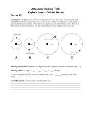 Kepler PDF Fillin Pdf Exercise Astronomy Ranking Task Keplers Laws Orbital Motion