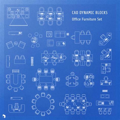Cad Dynamic Blocks Office Furniture Set Toffu Co Office Furniture Set Break Room Furniture