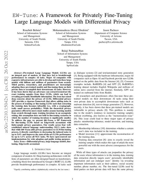 Ew Tune A Framework For Privately Fine Tuning Large Language Models With Differential Privacy
