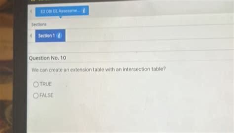 Question No 10 We Can Create An Extension Table With An Intersection