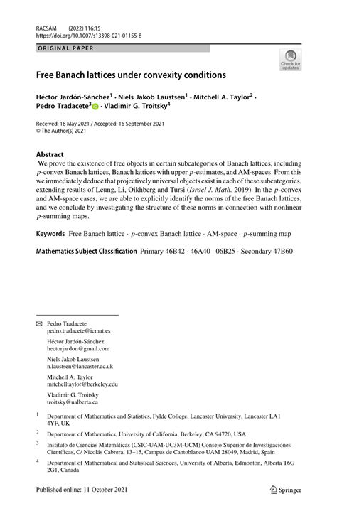 Pdf Free Banach Lattices Under Convexity Conditions